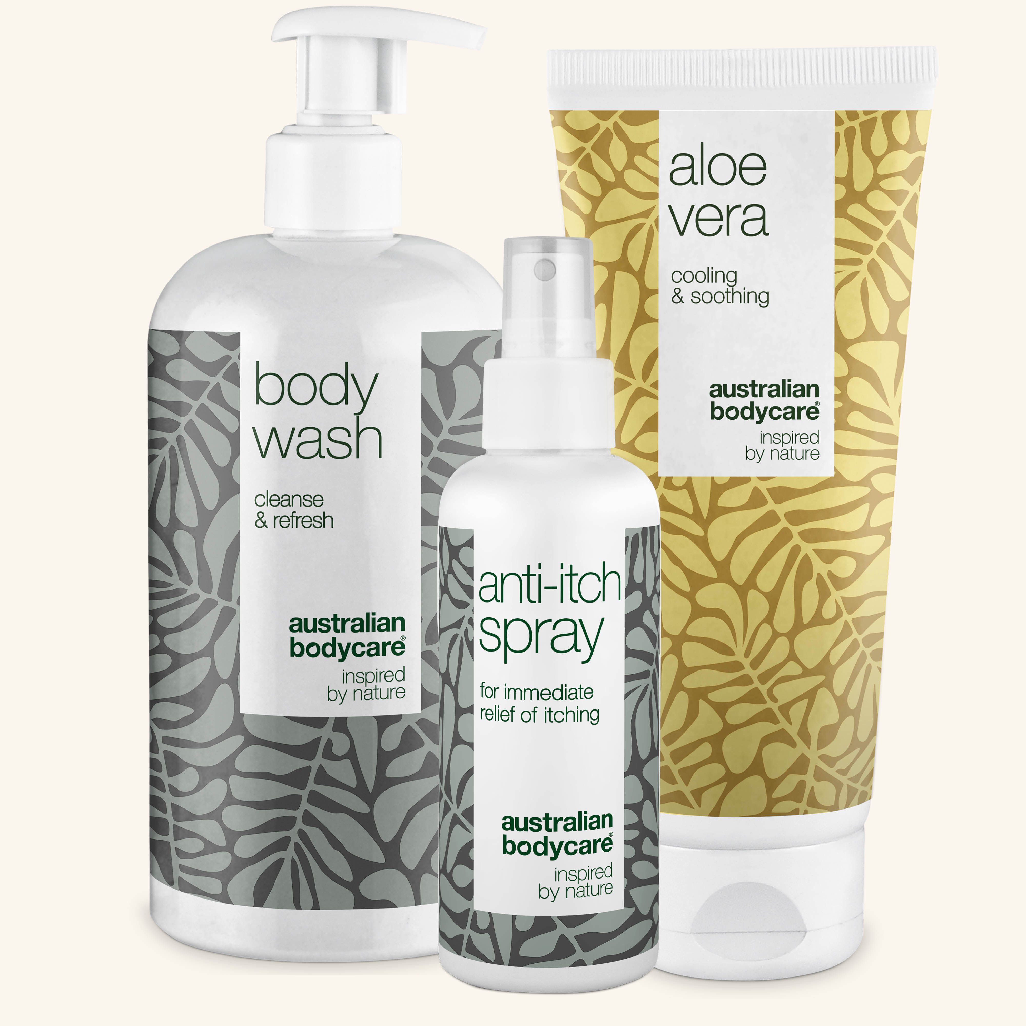 After-sun kit to care for sunburn, burning skin and sun rash